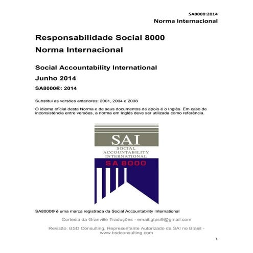 Norma sa8000 2014 | PDF
