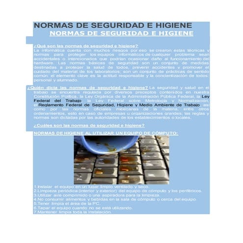 Normas de seguridad e higiene | PPT