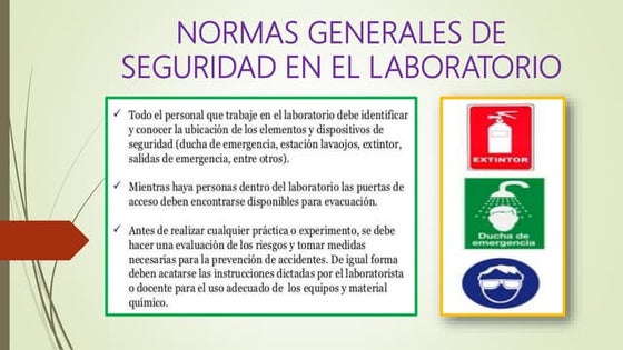 NORMAS BASICAS EN EL LABORATORIO DE QUIMICA | PPT