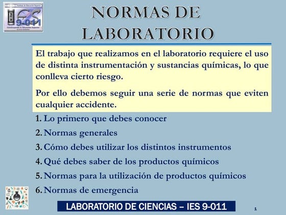 Normas De Seguridad En El Laboratorio De Ciencias