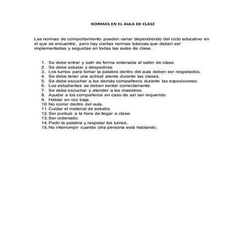 Normas en clase | DOCX