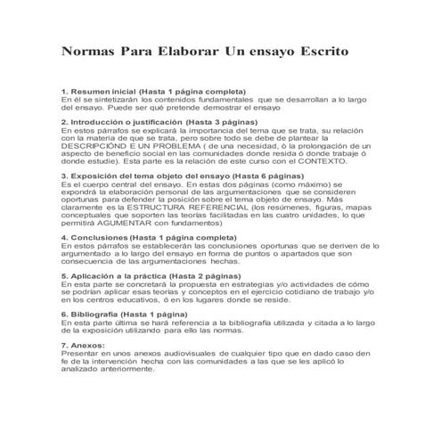 Normas para elaborar un ensayo escrito | DOCX