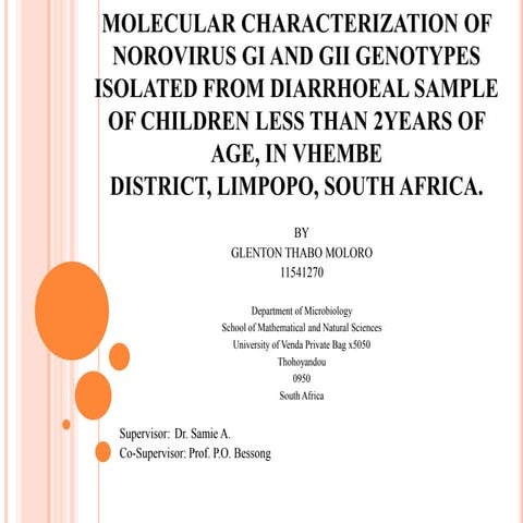 MOLECULAR DETECTION OF NOROVIRUS GI AND GII GENOTYPES FROM CHILDREN ...