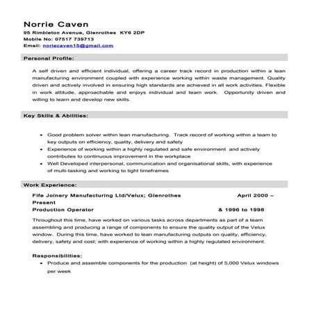 Norrie caven cv | PDF