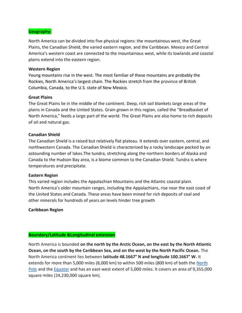 Geography of North america | PPTX