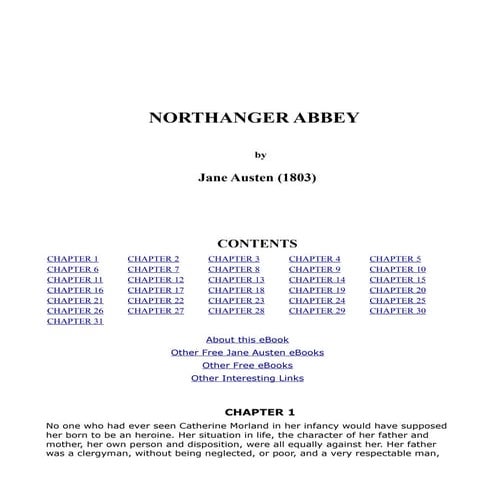 Northanger Abbey by Jane Austen | PDF