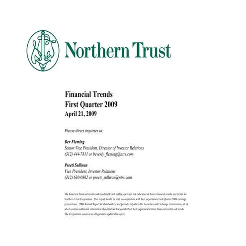 Q1 2009 Earning Report of Northern Trust Corporation | PDF