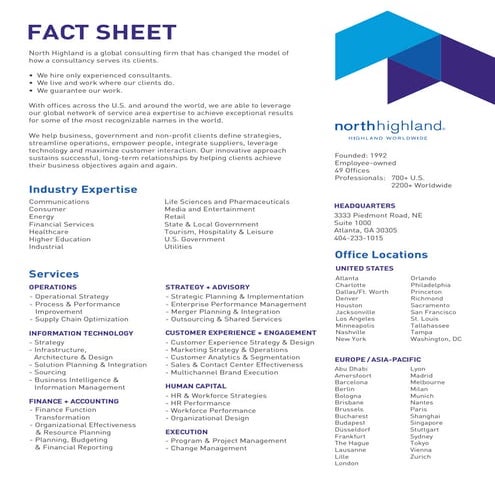 North Highland Fact Sheet | PDF