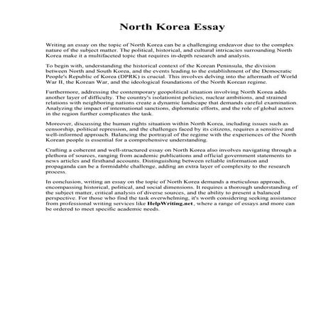 North Korea Essay. Fieldstone Middle School | PDF