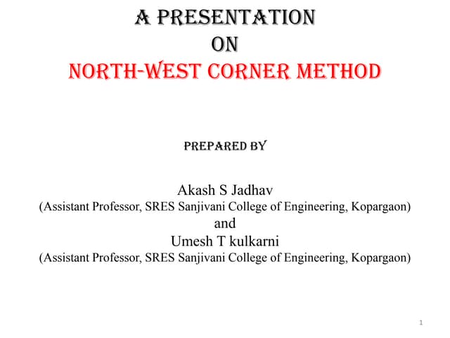 LEAST COST METHOD | PPTX