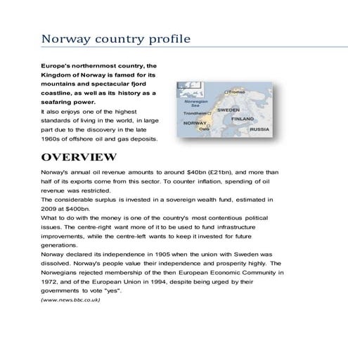Norway Country Profile | DOCX