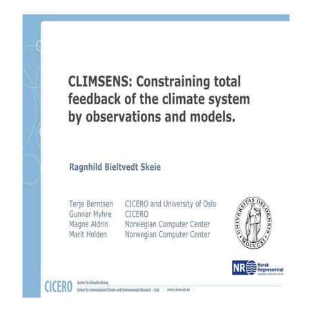 Aerosols versus LLGHGs: Global Forcing:Response relationships - V ...