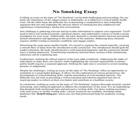 No Smoking Essay | PDF