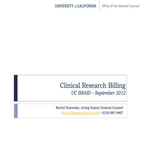 UC BRAID Clinical Research Billing | PDF