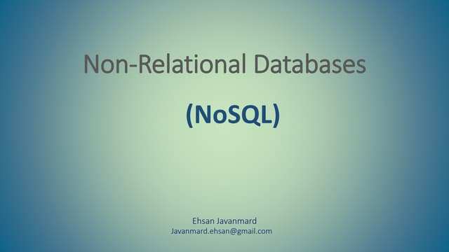 Nosql Non Relational Databases Pptx Databases Computer Software And Applications
