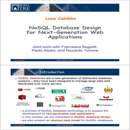 Seminar by Luca Cabibbo : Nosql db design-20140110 | PDF