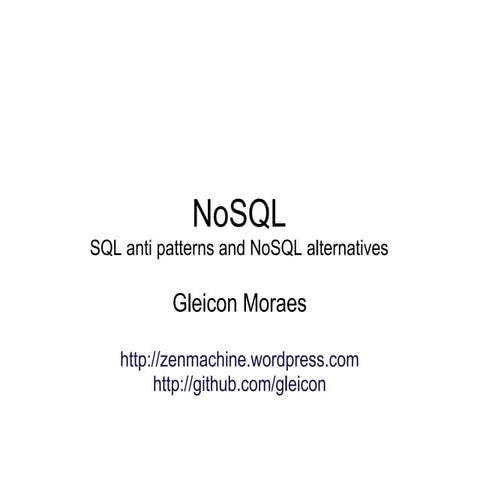 Nosql And Sql Anti Patterns Ppt 5985