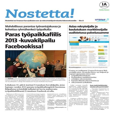 Uranus Oy:n rekrytointijulkaisu - Nostetta nro 5 | PDF