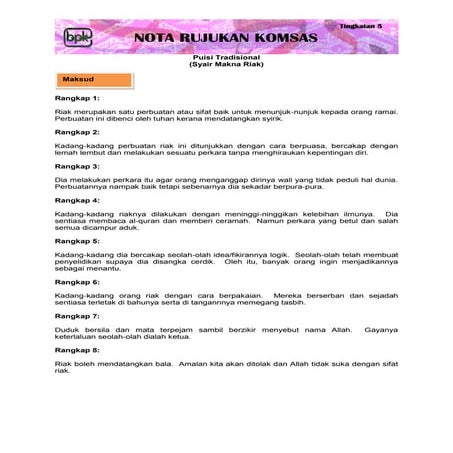 Syair Makna Riak | PDF