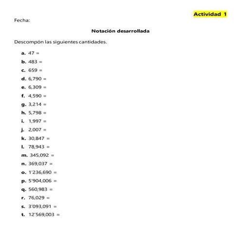 Notación desarrollada 1 | PDF