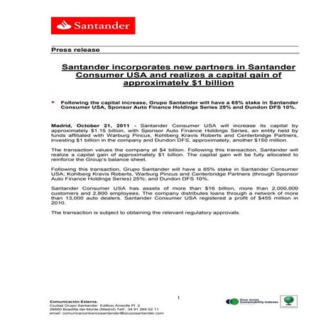 Santander incorporates new partners in Consumer USA | PDF