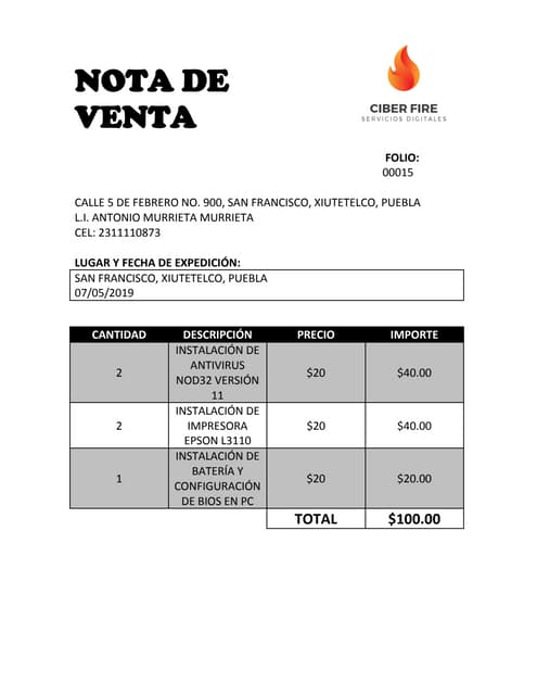Nota De Venta Pdf
