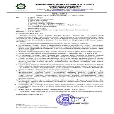 Nota dinas pengantar-se_new_normal | PDF