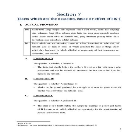 Relevancy of evidence under Section 7 of Evidence Act 1950 | DOCX