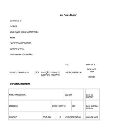 Nota Fiscal Modelo 1 | PPT