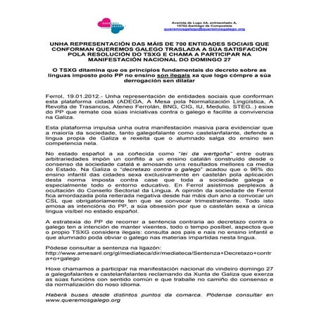 Nota imprensa qg ferrol 19.01.2013