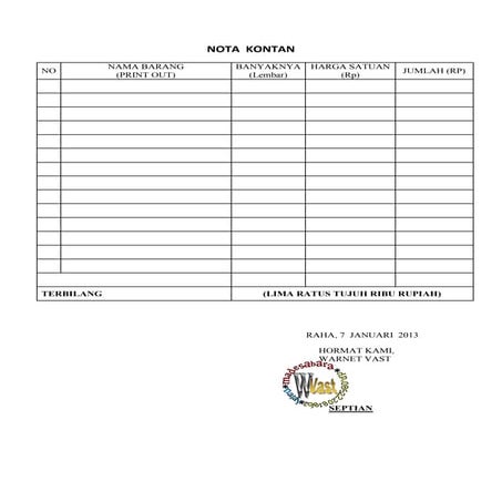 Nota kontan | DOCX
