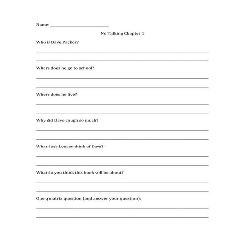 No Talking chapter 1 | DOCX