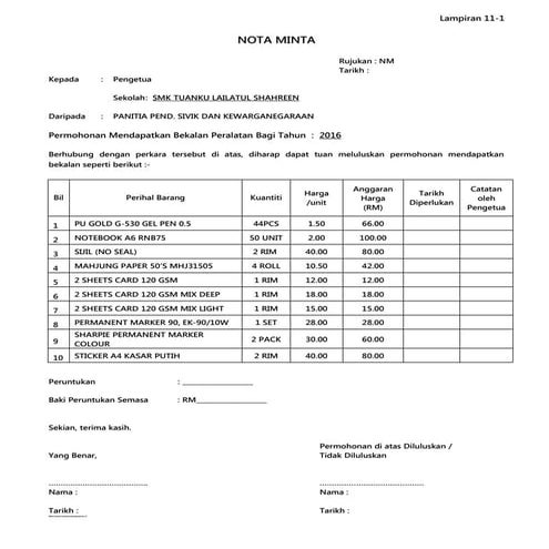 Nota minta psk bhg 1 | DOC