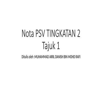 Nota PSV TINGKATAN 2 Tajuk 1 :Seni Ragam Hias | PPTX