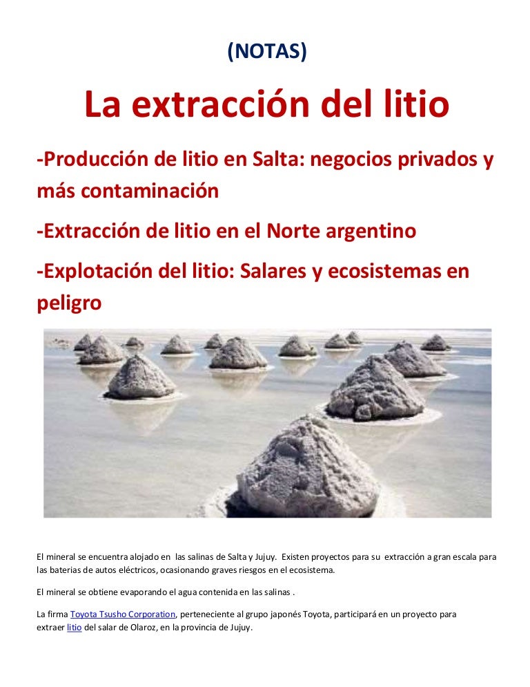 Proceso De Extracción Del Litio Y Recuperación Del Agua – NGTHWR