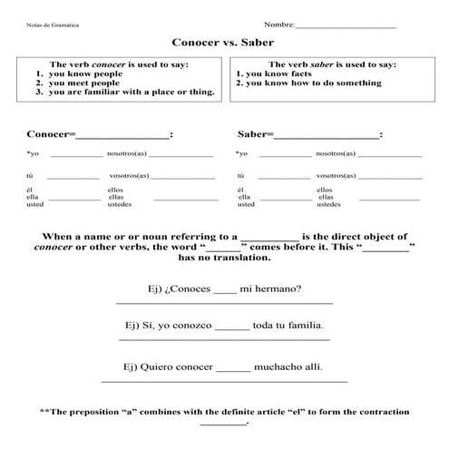 Saber vs. Conocer | DOC