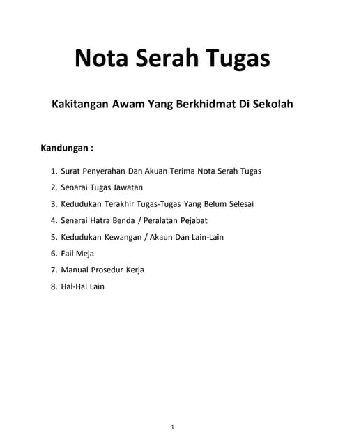 Borang nota serah tugas untuk pertukaran | DOCX