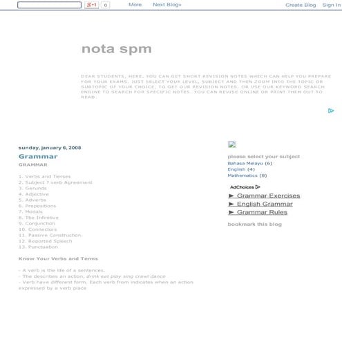 Nota spm grammar | PDF