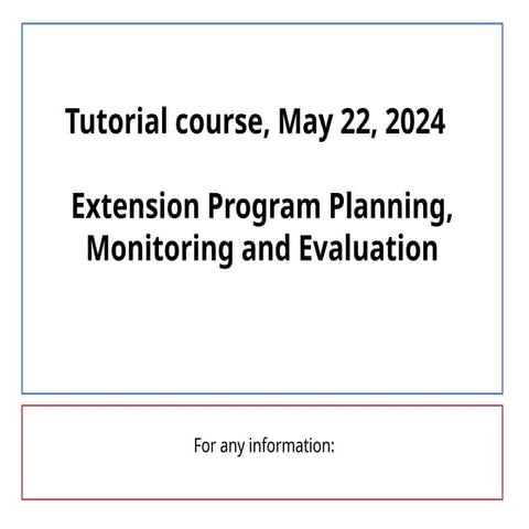 Extention program planning. Monitoring and evaluation | PPTX