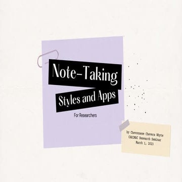 Note-Taking Styles and Apps For Researchers | PDF