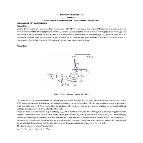 Fet small signal model | PDF