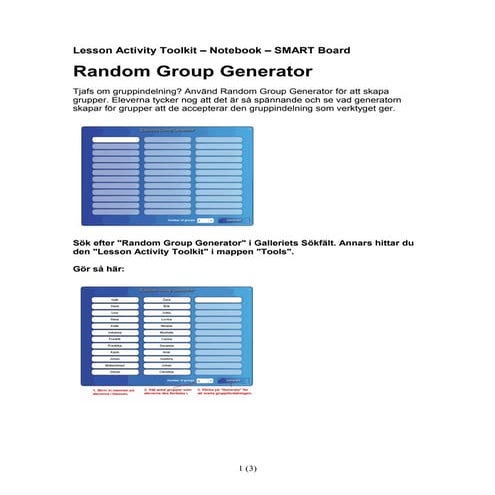 Random Group Generator, Notebook, SMART Board | PDF