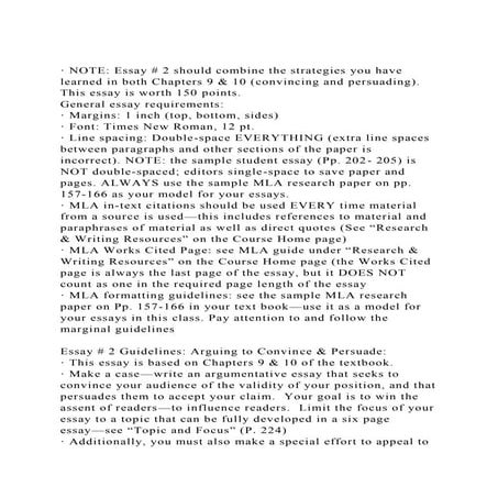 · NOTE Essay # 2 should combine the strategies you have learned i.docx