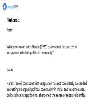 NoteGPT-Flashcards-1 Federalism and Ethnic Conflict Regulation in India ...