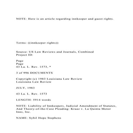 NOTE Here is an article regarding innkeeper and guest rights. .docx