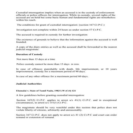 Note on custodial interrogation in india | PDF