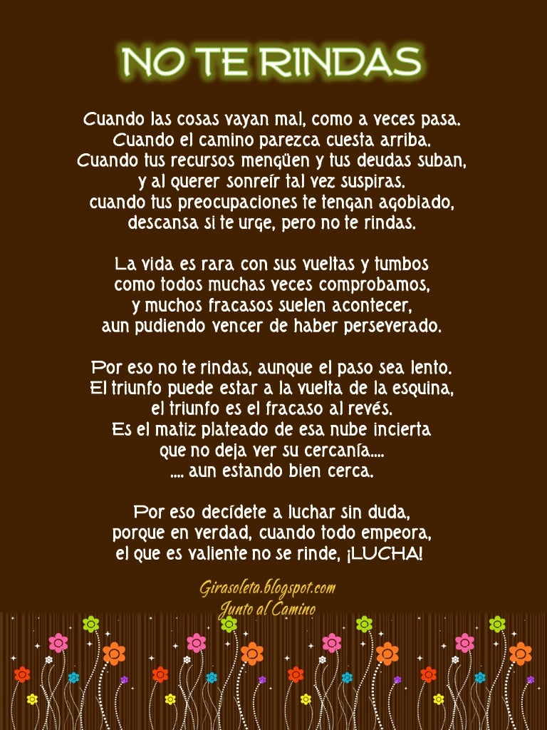 NO TE RINDAS