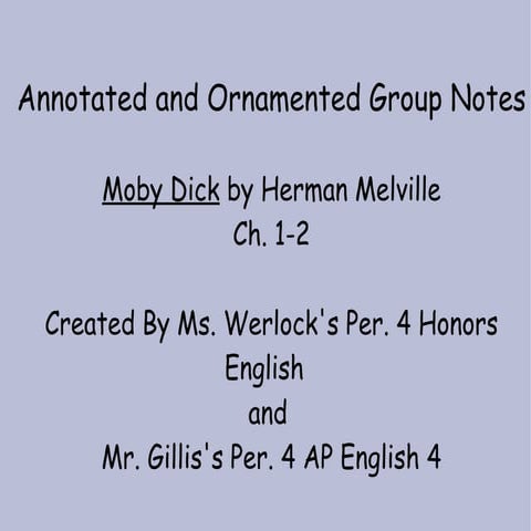 Moby Dick Class Notes | PPT