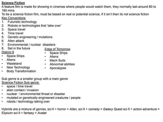 The Generic conventions of Sci-fi films | PPTX | Science Fiction | Genres