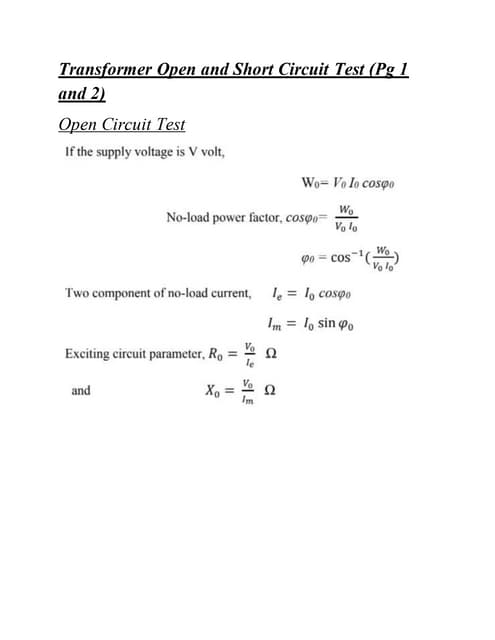 open circuit and short circuit test on transformer | PPTX | Technology ...